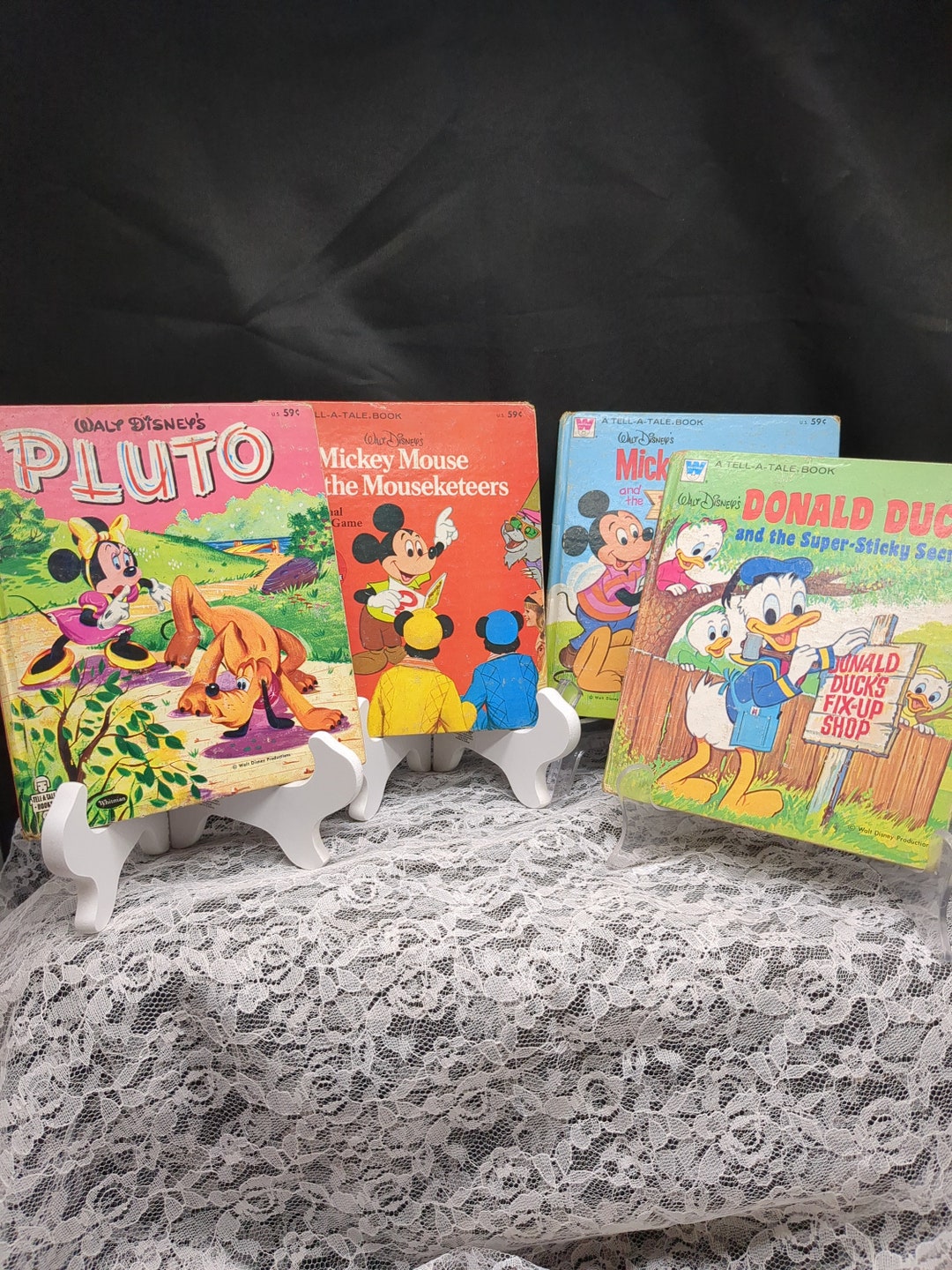 Vintage Walt Disney's Tell a Tale Books Featuring Donald Duck, Mickey Mouse, Minnie Mouse, and ...