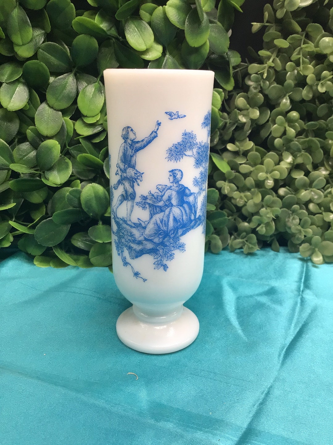 Avon Brocade Demi Cup Blue and White Milk Glass - Etsy