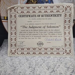 The Judgment of Solomon Second Issue Knowles Fine China Decorative ...