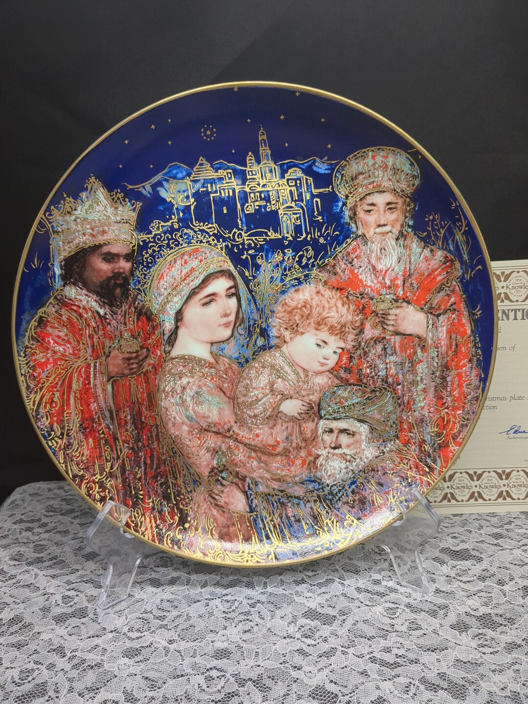 1986 Edna Hibel Christmas Plate for the Gift of the Magi Decorative ...