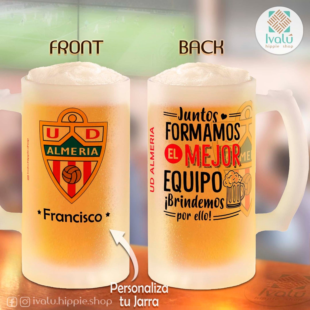 Ivalú Jarra personalizada con Nombre UD Almeria Jarra Vidrio Esmerilado Regalo fans del futbol ...