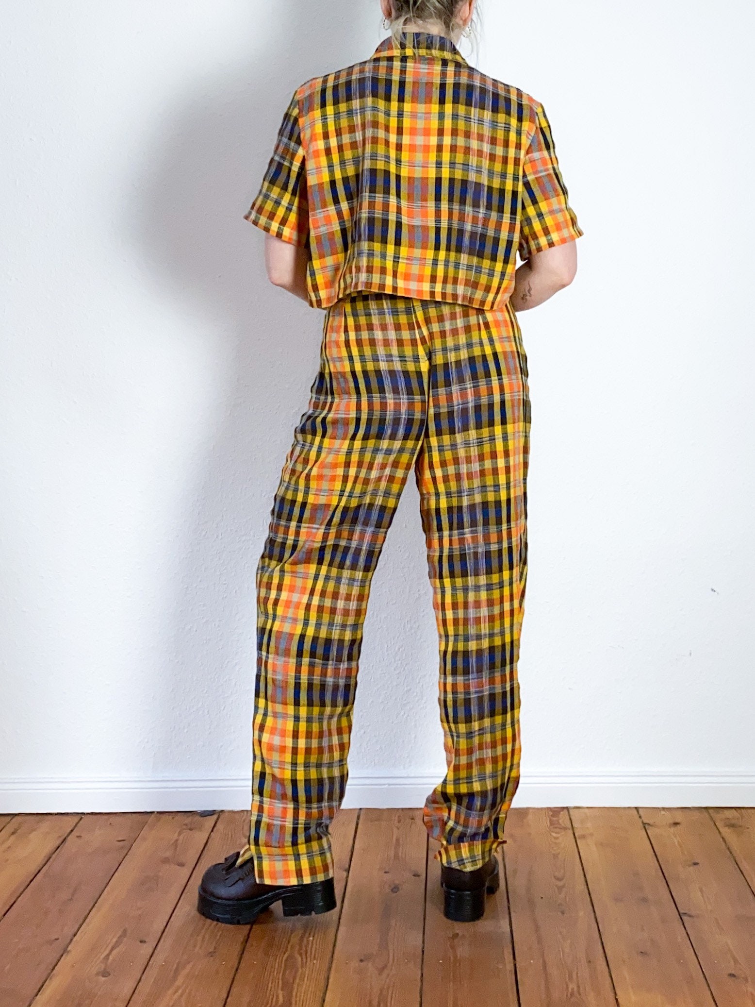 Orange and Yellow Plaid Pant Set - Etsy