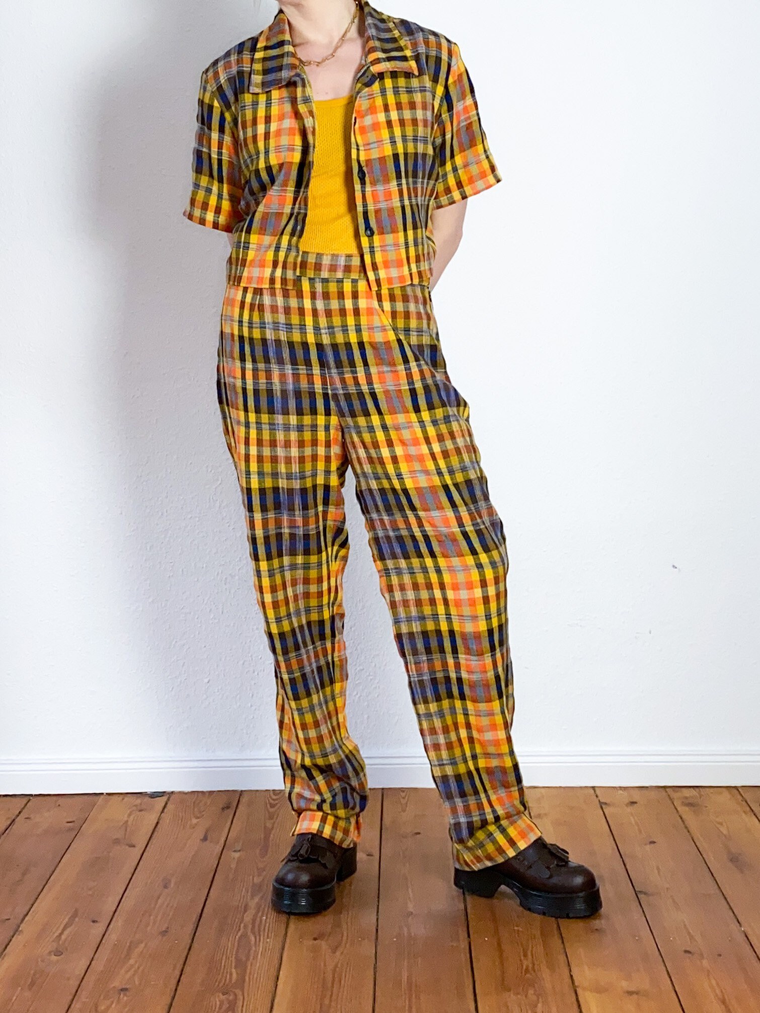 Orange and Yellow Plaid Pant Set - Etsy