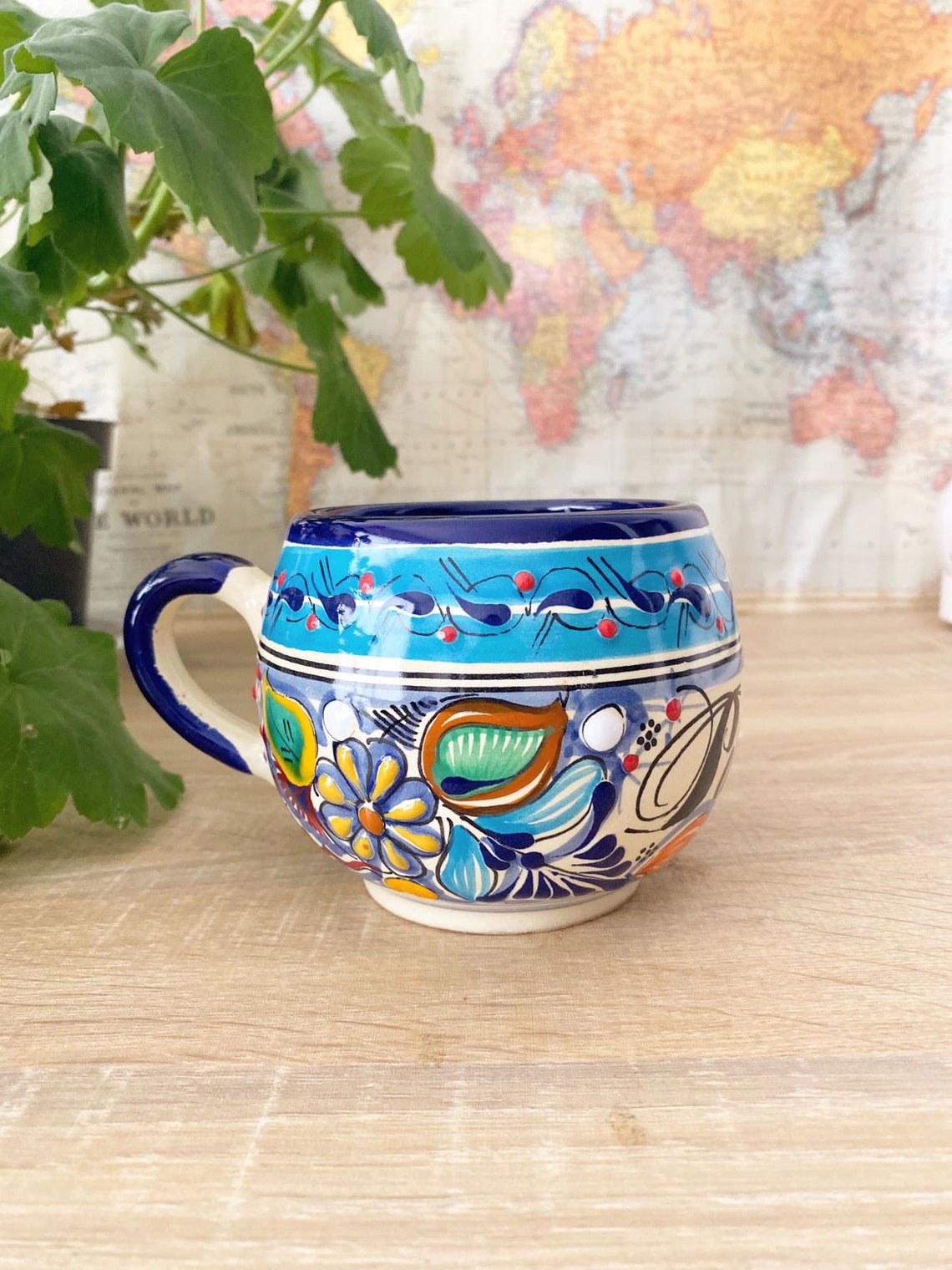 Talavera Cup, Mexican Talavera Mug, Hand Painted Tea Cup, Mexican ...