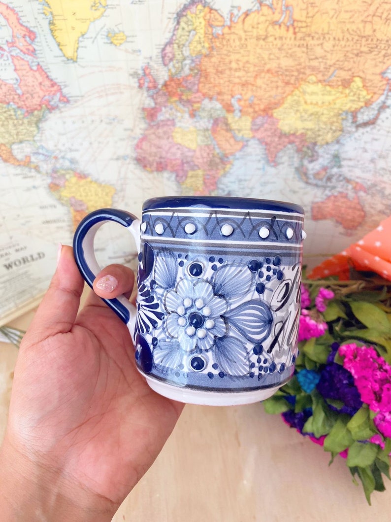 Talavera Cup, Mexican Talavera Mug, Hand Painted Cup for Abuelita ...