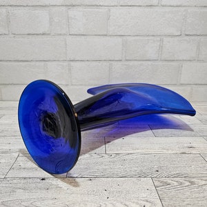 Vintage Blenko Blunique Art Glass Fan Vase 12 - Etsy