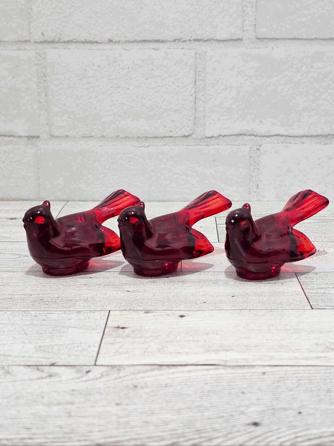 Mosser Glass Red Bird Cardinals Shelf Sitters Set of 3 Marked - Etsy