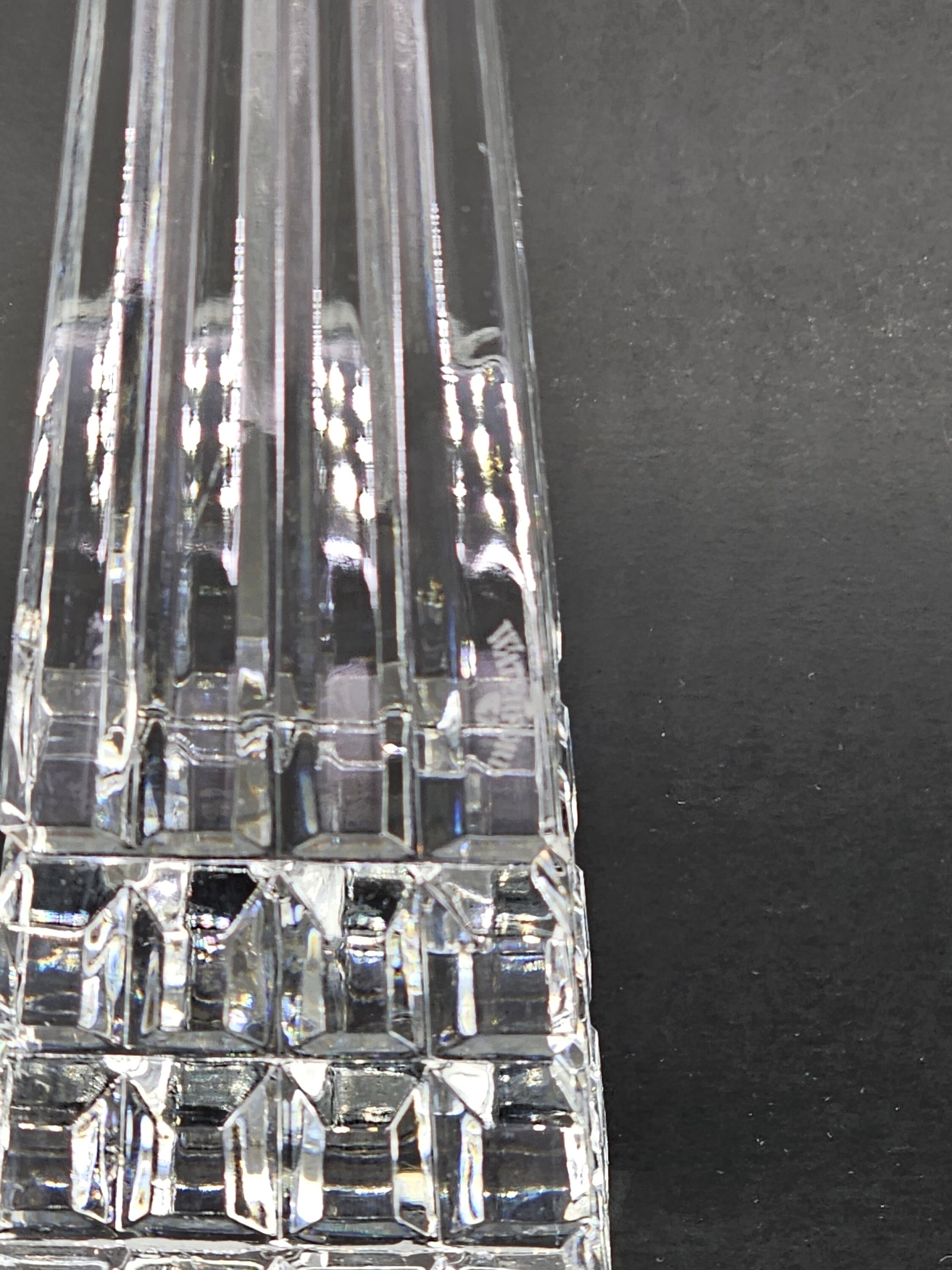 Vintage WATERFORD Cut Crystal Art Glass Obelisk Monument Paperweight 7. ...