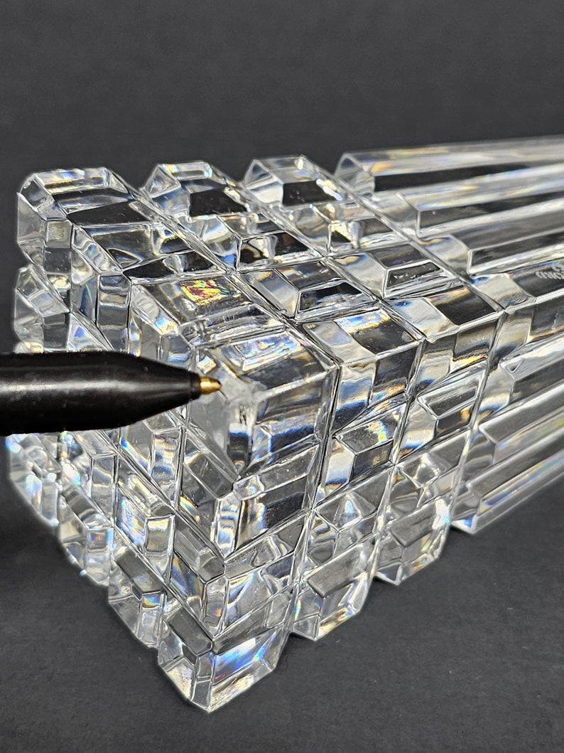 Vintage WATERFORD Cut Crystal Art Glass Obelisk Monument Paperweight 7. ...
