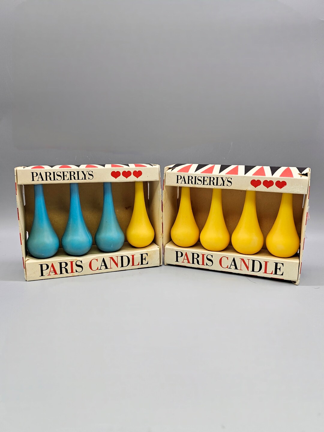 Vintage Pariserlys Paris Candles Made in Denmark Hjertelys Set of 2 ...