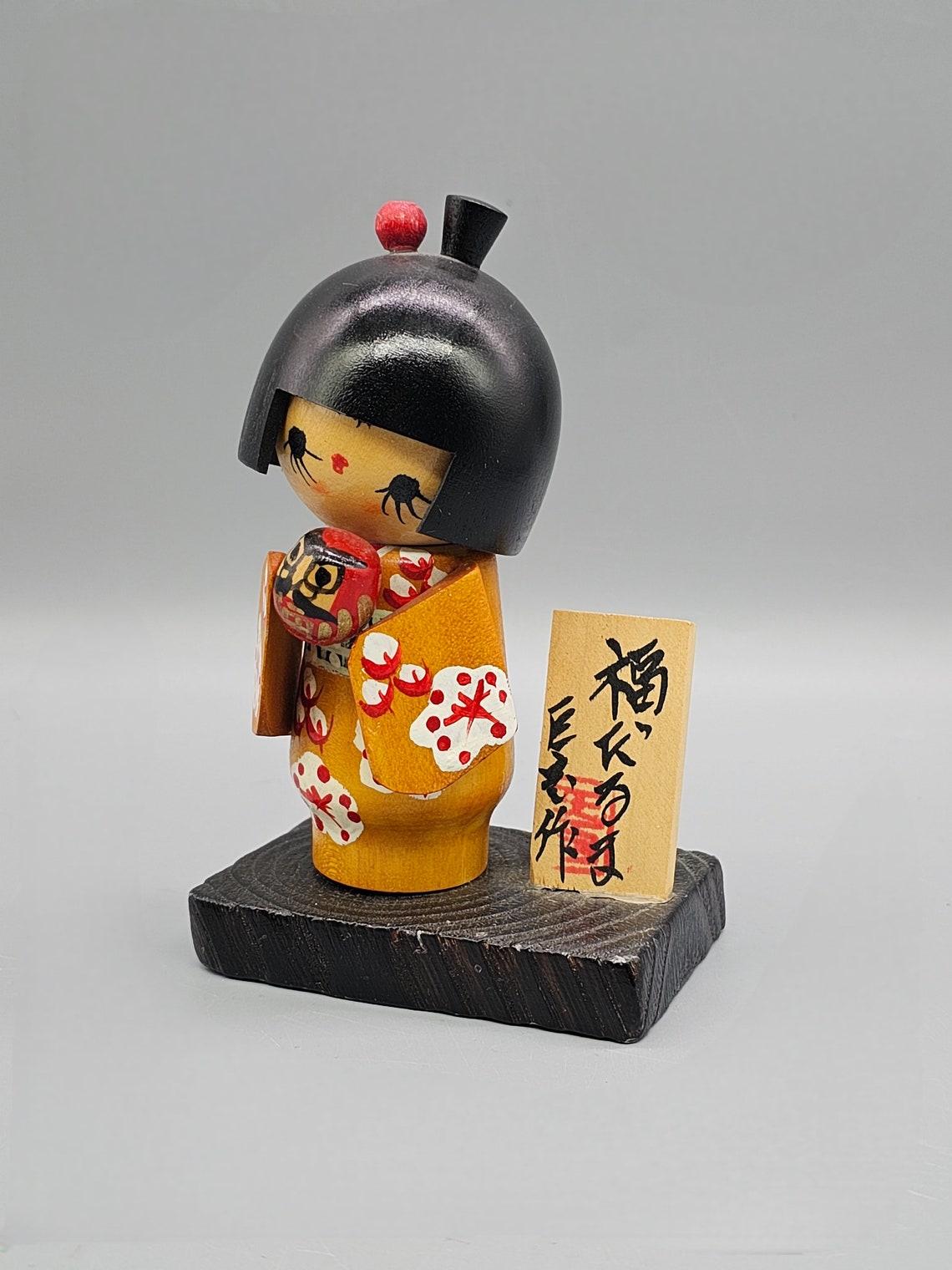 Vintage Japanese Kokeshi Doll With Sign - Etsy