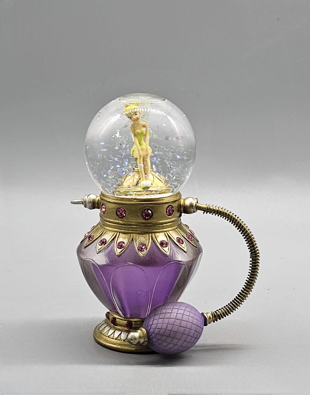 Disney Tinkerbell Purple Jeweled Perfume Bottle Snow Globe. Purple ...