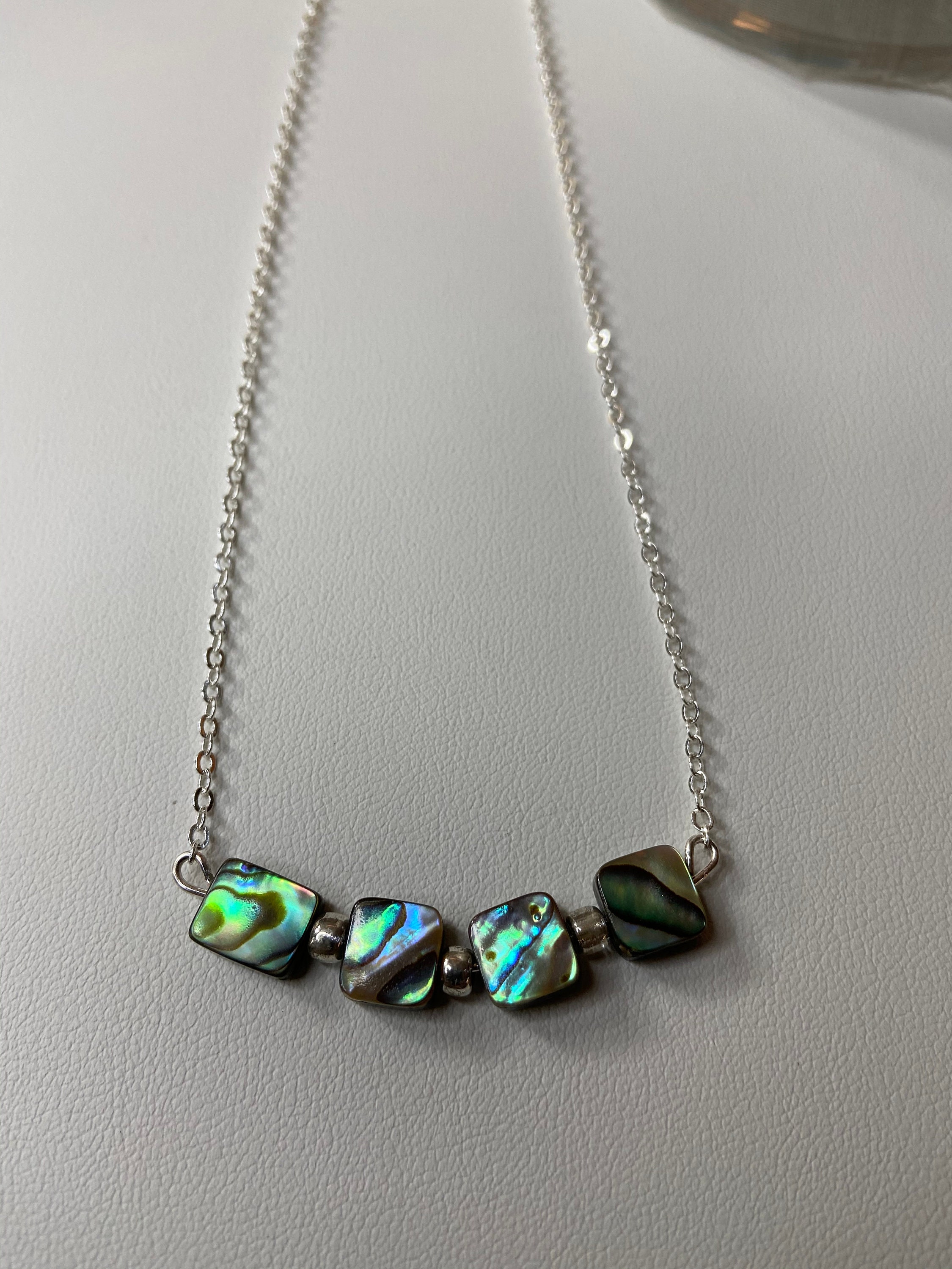 Abalone Necklace, Silver Abalone Shell Necklace, Birthday Gift, Layered ...