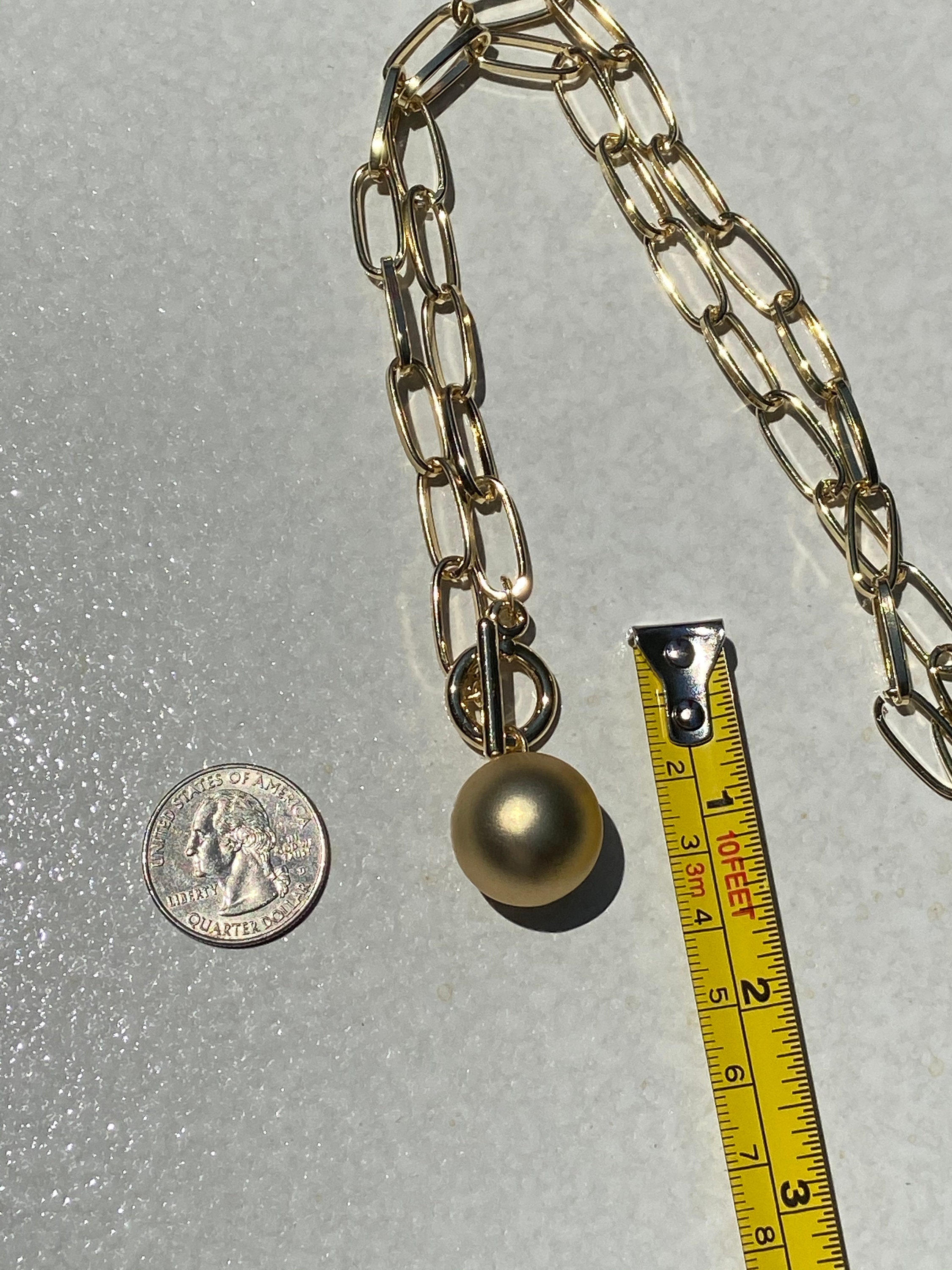Gold Ball Necklace, Silver Ball Necklace, Large Gold Plated Ball ...