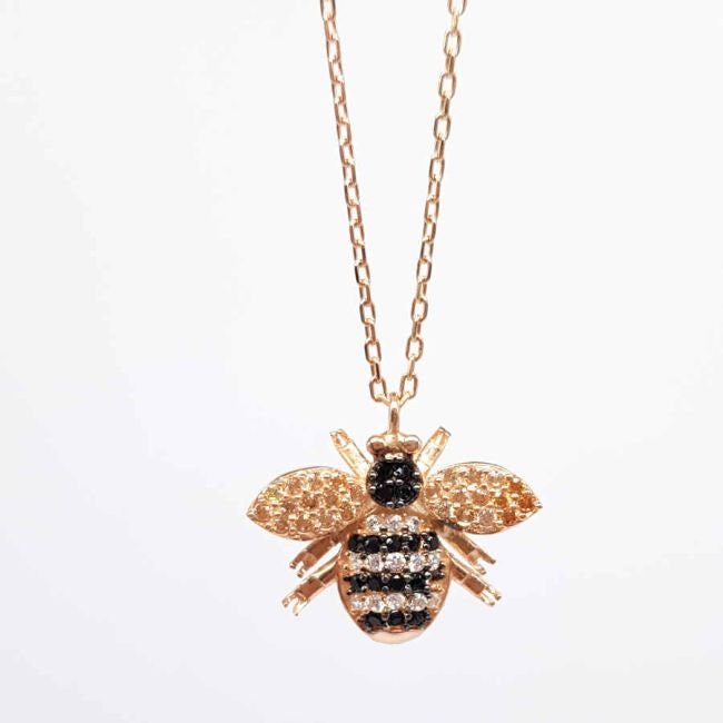 Silver Bee Necklace,honey Bee Pendant,silver Necklace,dainty Bee ...