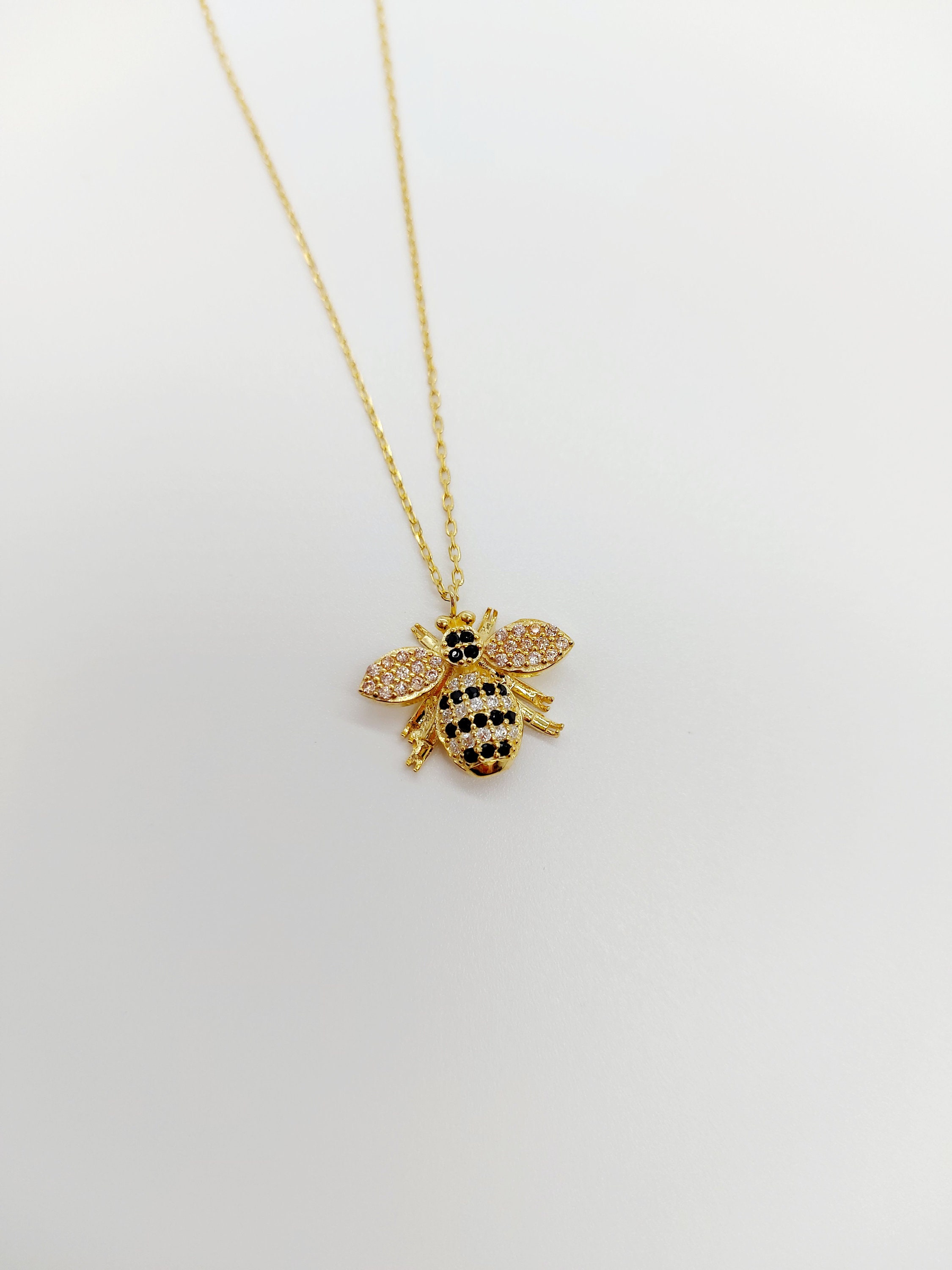 Silver Bee Necklace,honey Bee Pendant,silver Necklace,dainty Bee ...