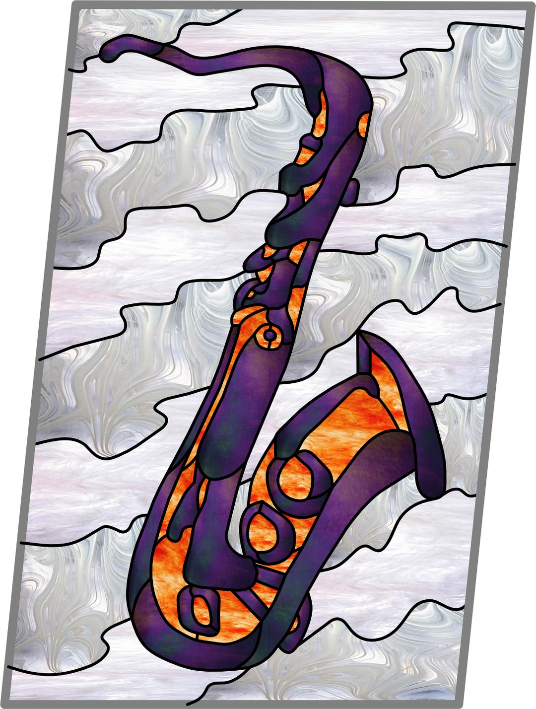 Jazz Saxophone Stained Glass Pattern for Download - Etsy