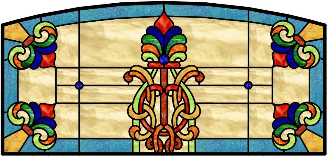 Heartfire Stained Glass Transom Design Pattern - Etsy