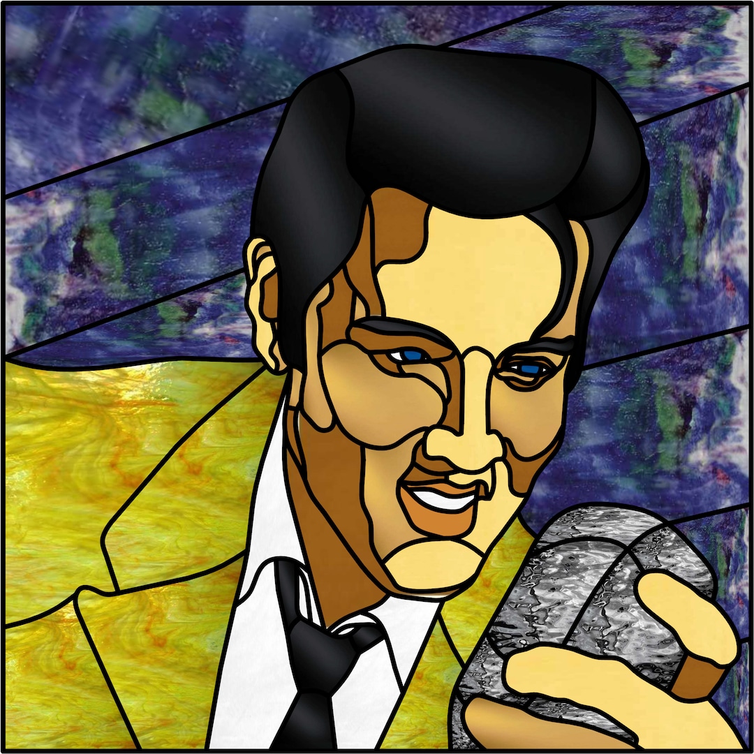Elvis USA Stamp Stained Glass Pattern for Download - Etsy