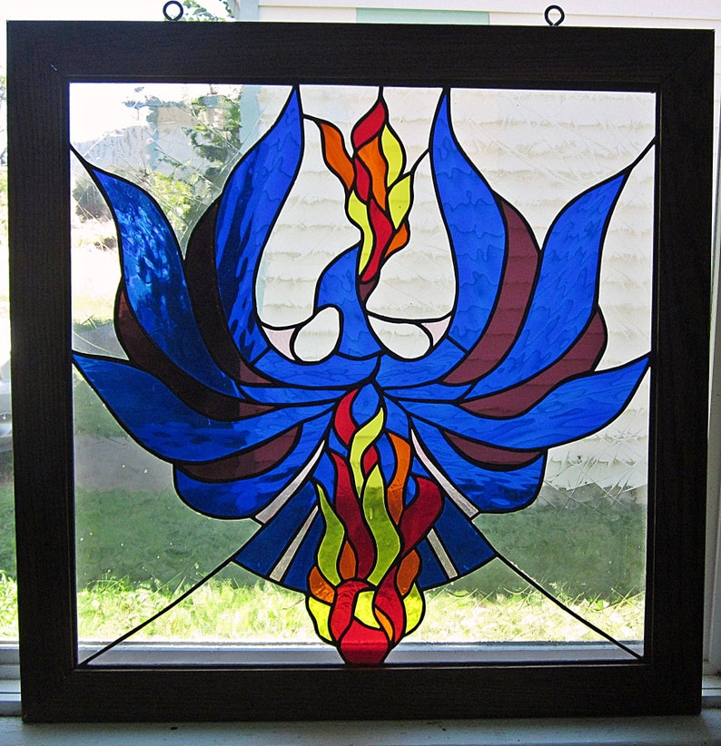 Phoenix Stained Glass Panel Design Pattern - Etsy