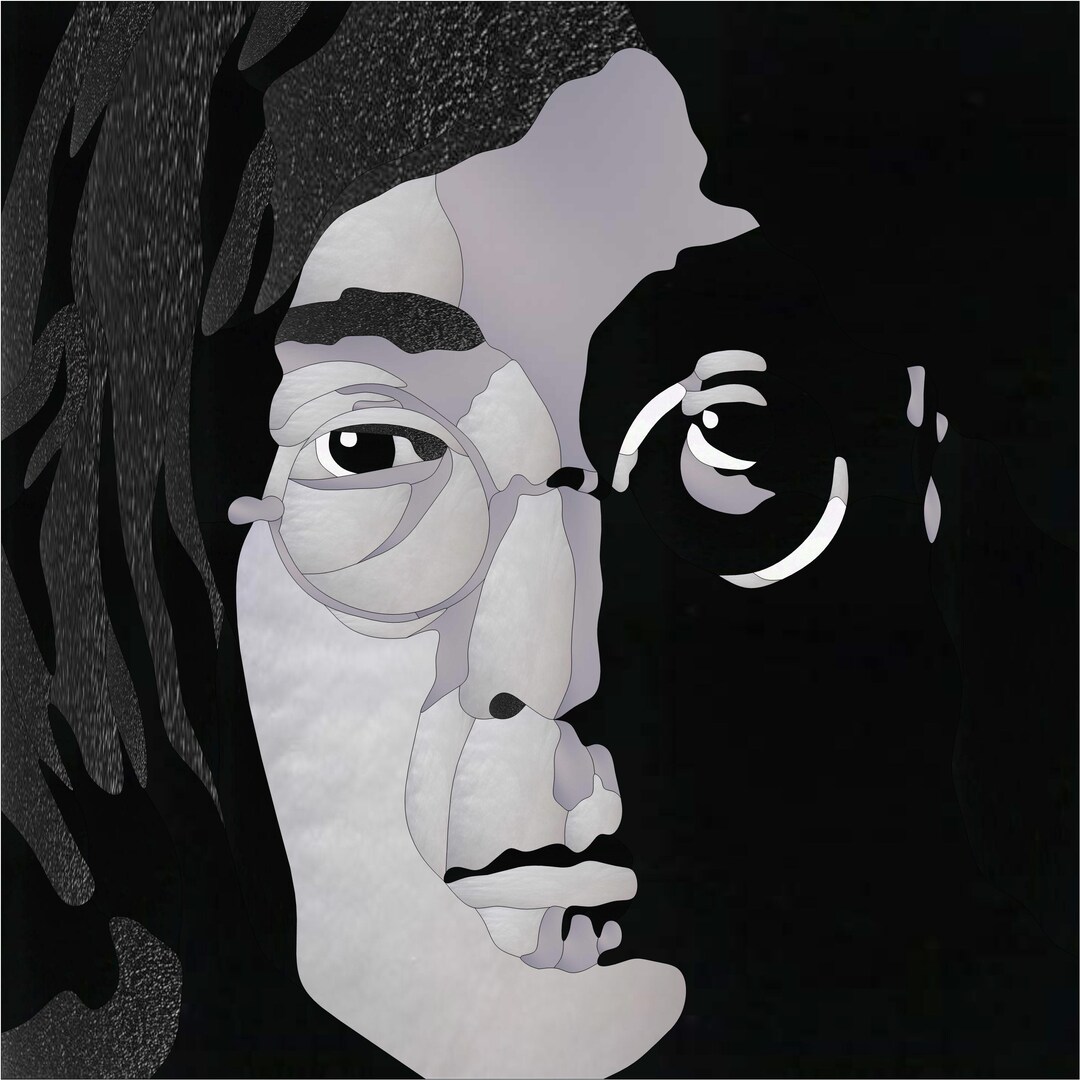 Pattern of a Portrait of Beatles John Lennon in Stained Glass for ...