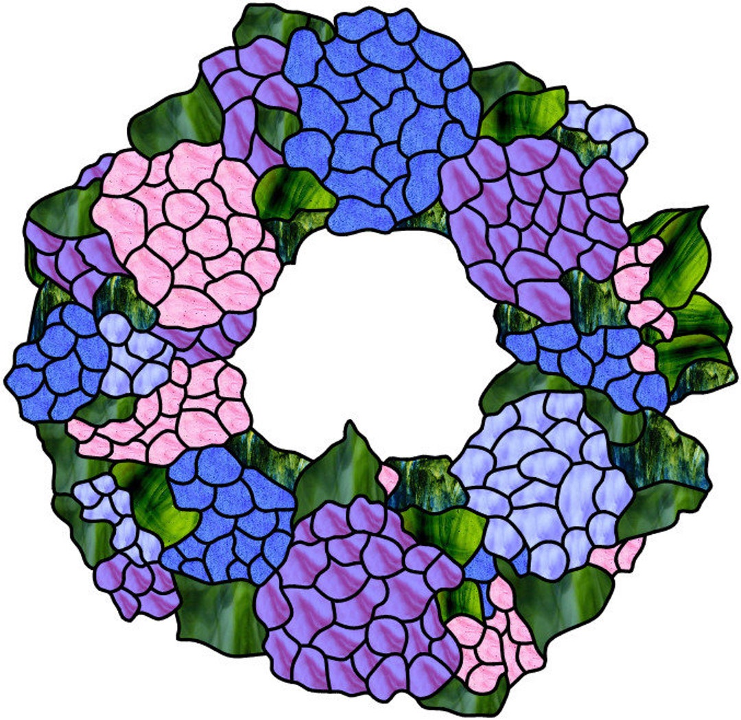 Hydrangeas Hanging Stained Glass Wreath Pattern for Download - Etsy