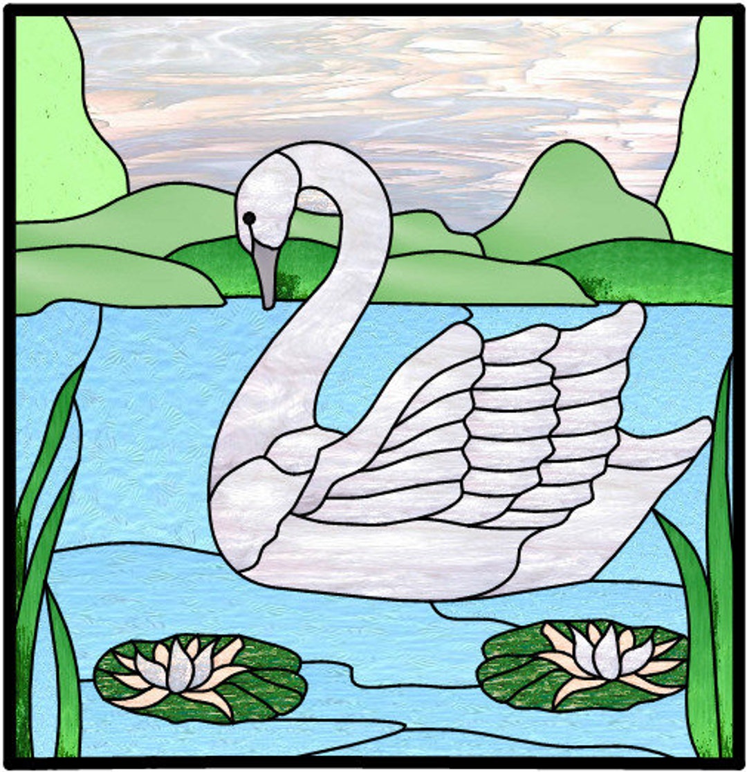 Swan Lake Stained Glass Window Pattern Design - Etsy