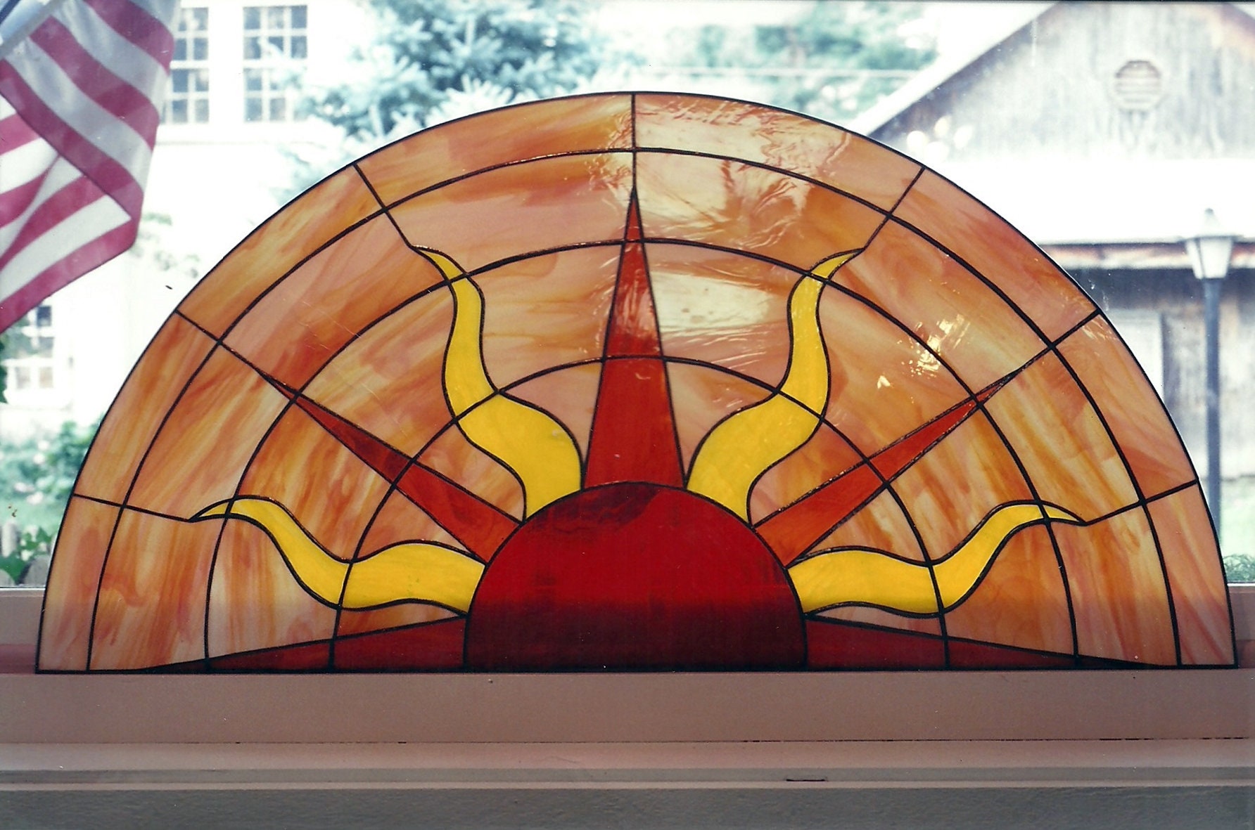 French Sun Stained Glass Arched Transom Pattern - Etsy