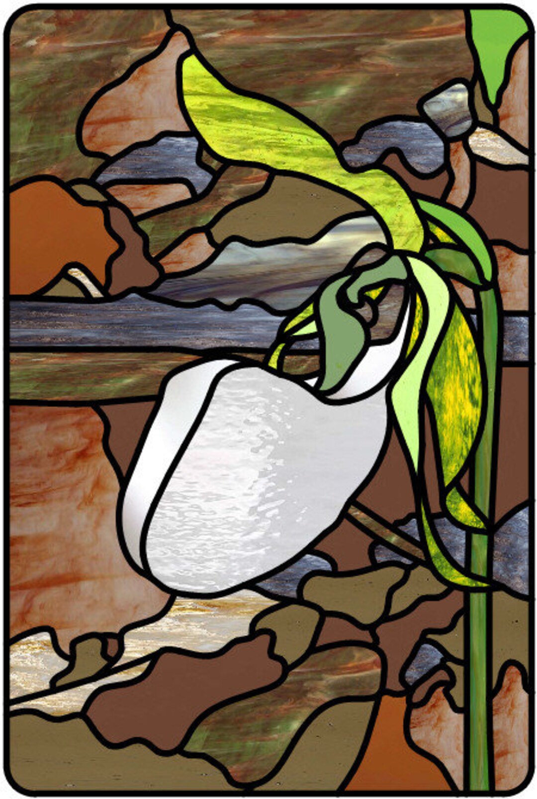 Lady Slipper Woodland Flower Stained Glass Panel Pattern for Download ...