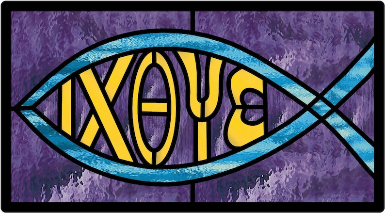 Ichthys Christian Fish Symbol Rectangle Stained Glass Pattern Design - Etsy