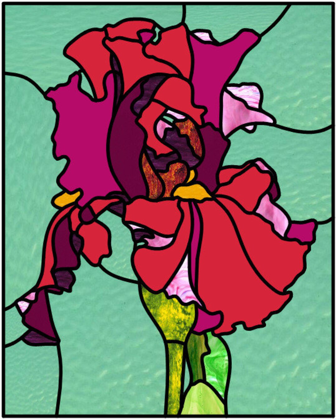 Bearded Iris Stained Glass Panel Design Pattern for Download - Etsy
