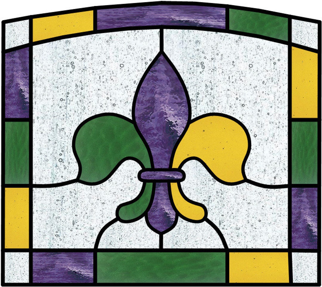 Fleur De Lis French Stained Glass Arched Panel Simple Pattern for ...