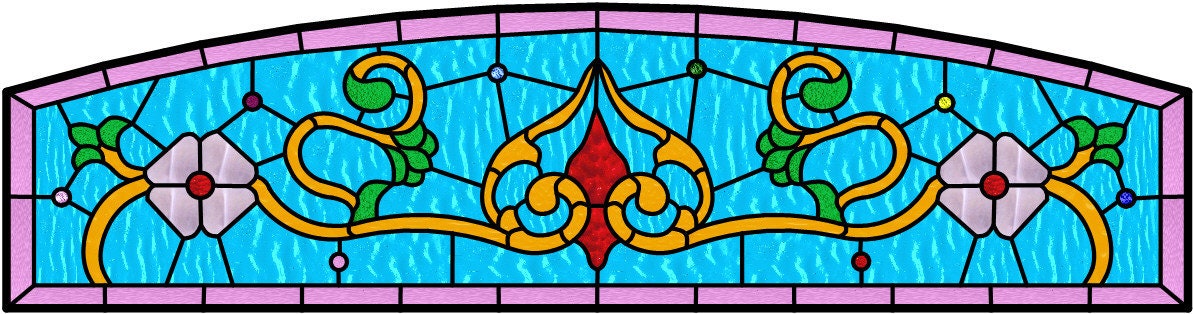 Wells Victorian Tiffany Style Stained Glass Transom Pattern Design - Etsy