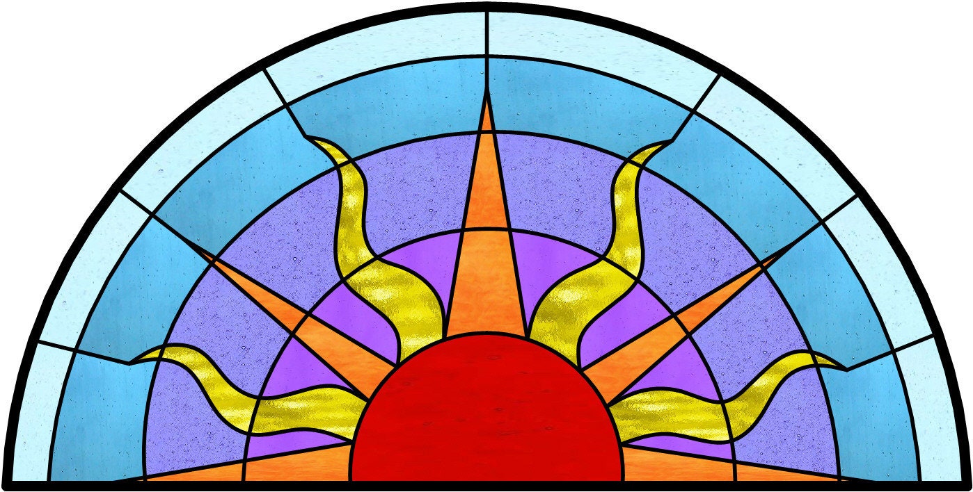 French Sun Stained Glass Arched Transom Pattern - Etsy