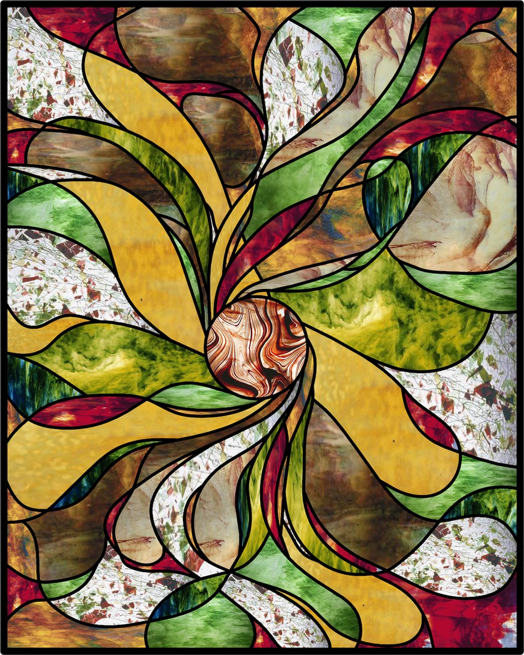 Lake Kiowa Abstract Large Stained Glass Window Pattern for Download - Etsy