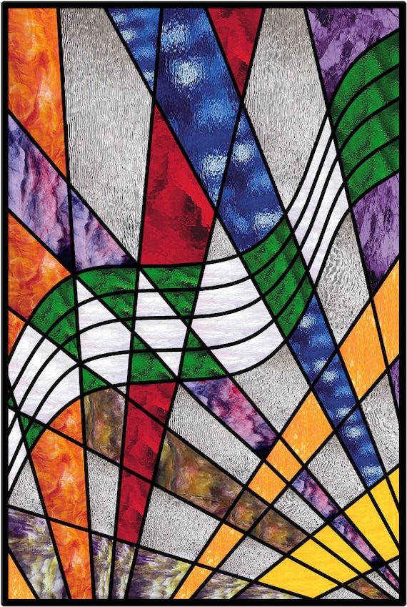 Music Abstract Stained Glass Pattern Design | Etsy