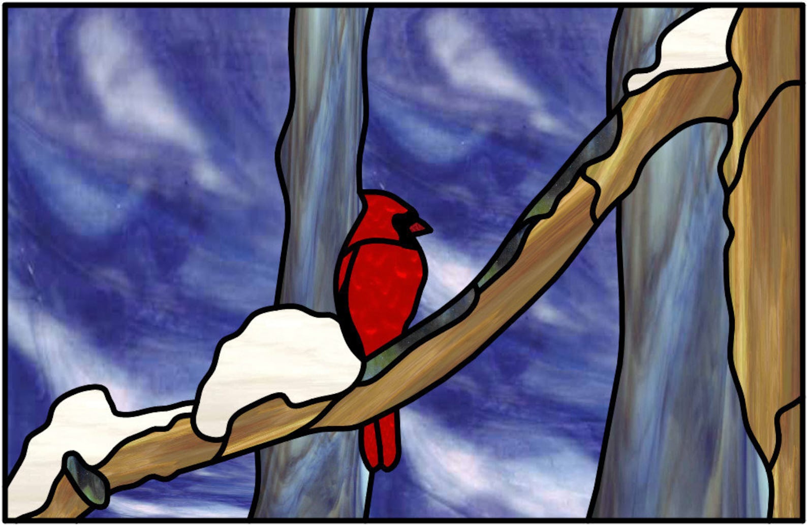 Cardinal in Snow Stained Glass Pattern Design - Etsy