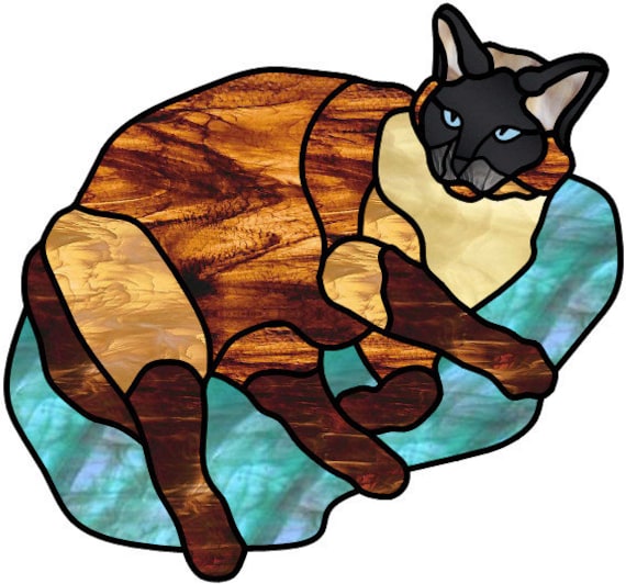 Siamese Cat Stained Glass Pattern Design | Etsy
