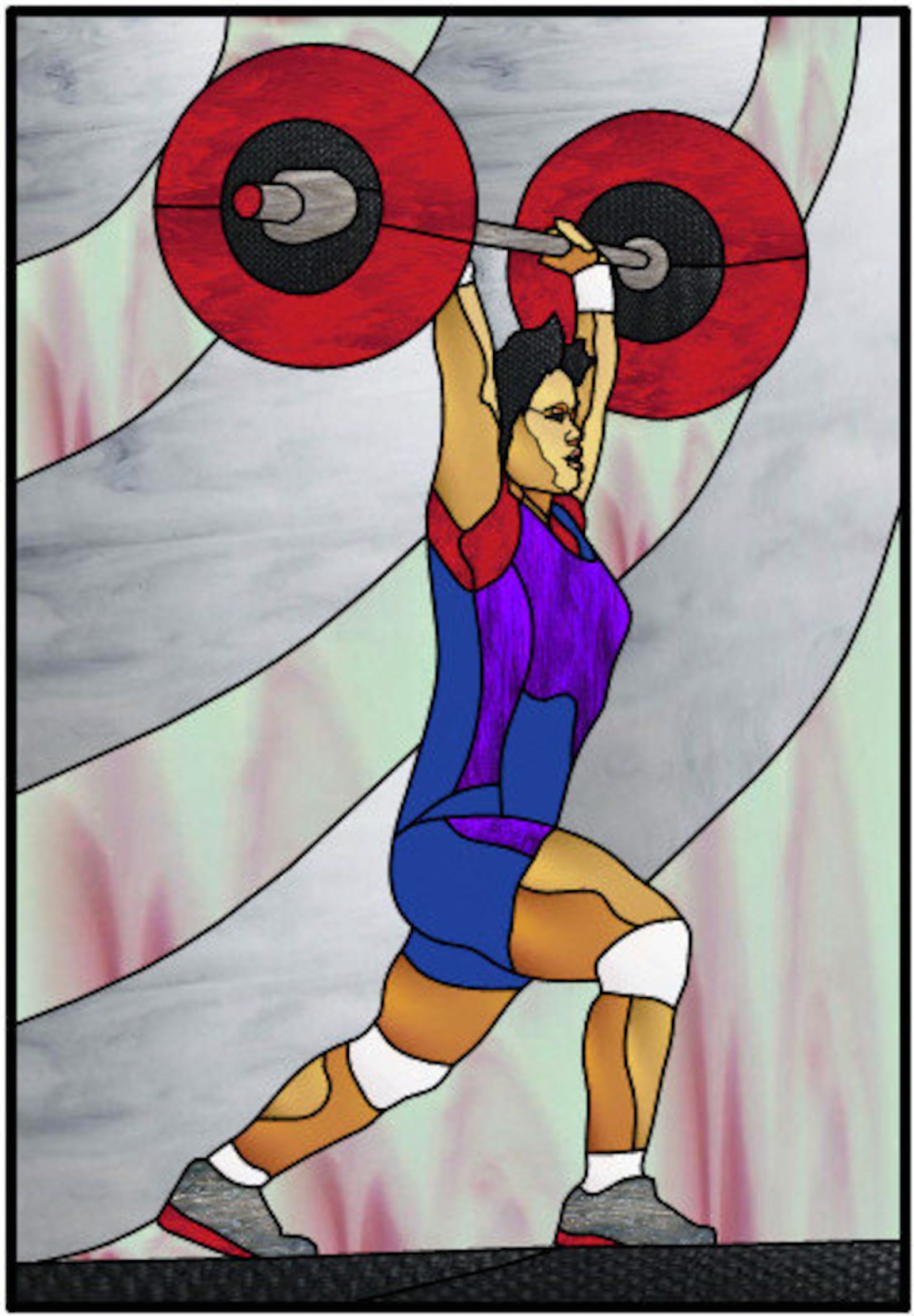 Female Weight Lifter Power Lifter Stained Glass Pattern Design - Etsy
