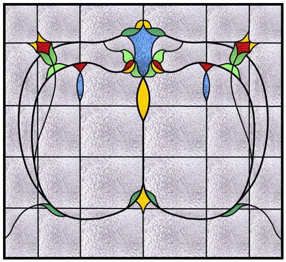 Bay Shield Art Deco Stained Glass Panel Design Pattern | Etsy