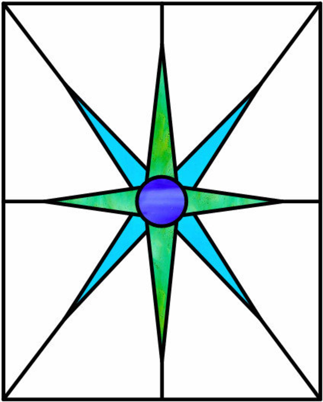 Star Stained Glass Panel Pattern Design - Etsy