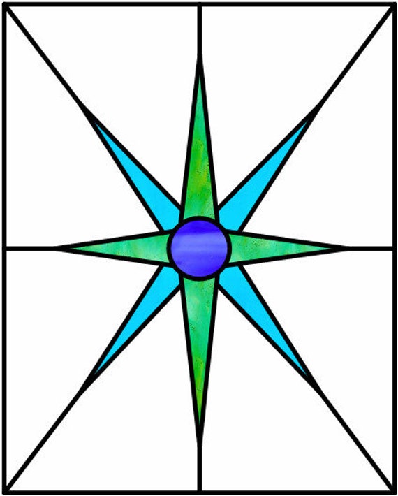 Star Stained Glass Panel Pattern Design | Etsy