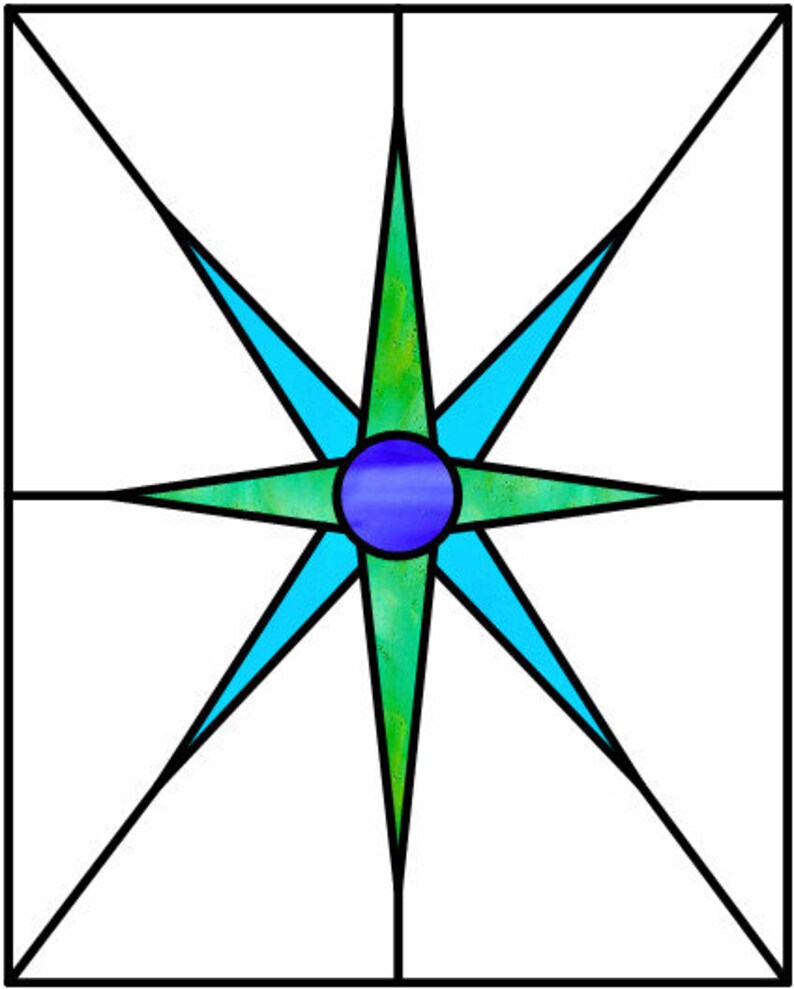 Star Stained Glass Panel Pattern Design - Etsy