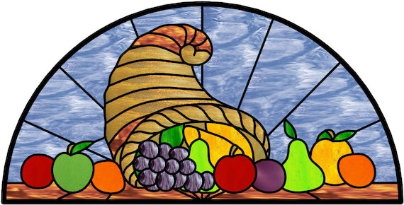 Cornucopia Arched Transom Stained Glass Design Pattern - Etsy