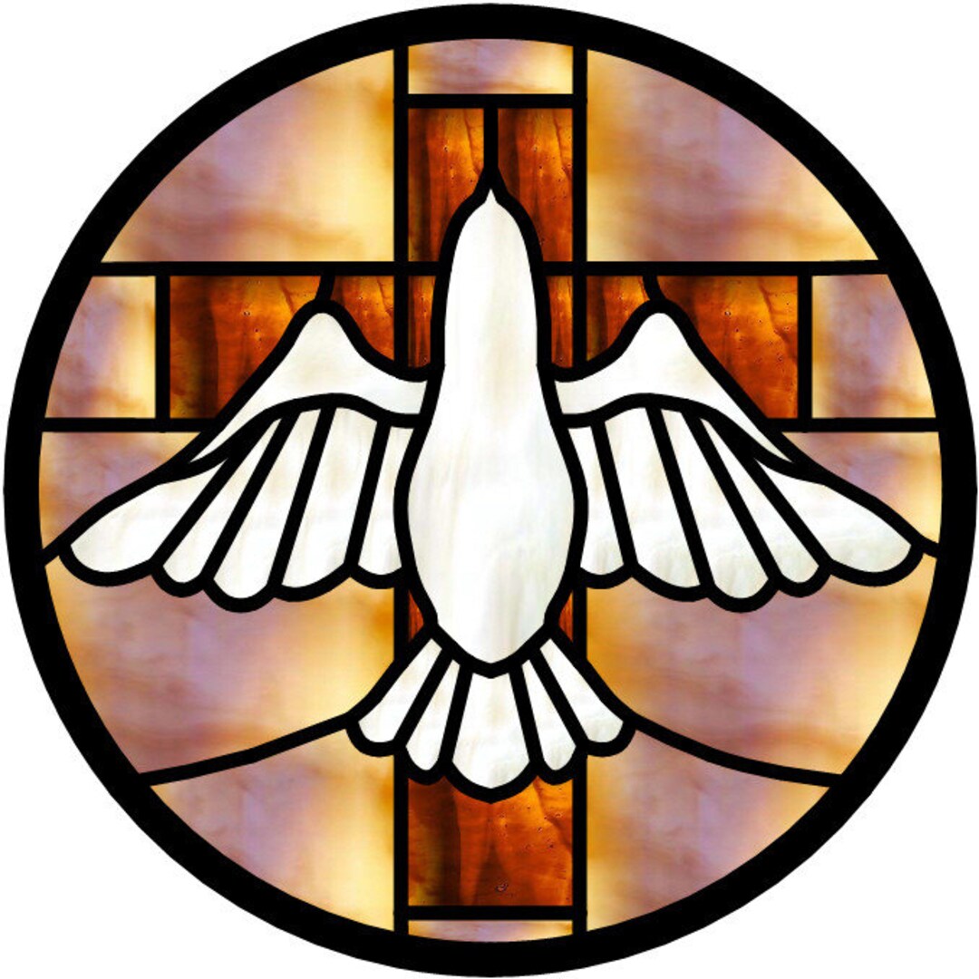 Dove and Cross Circle Stained Glass Pattern Design - Etsy