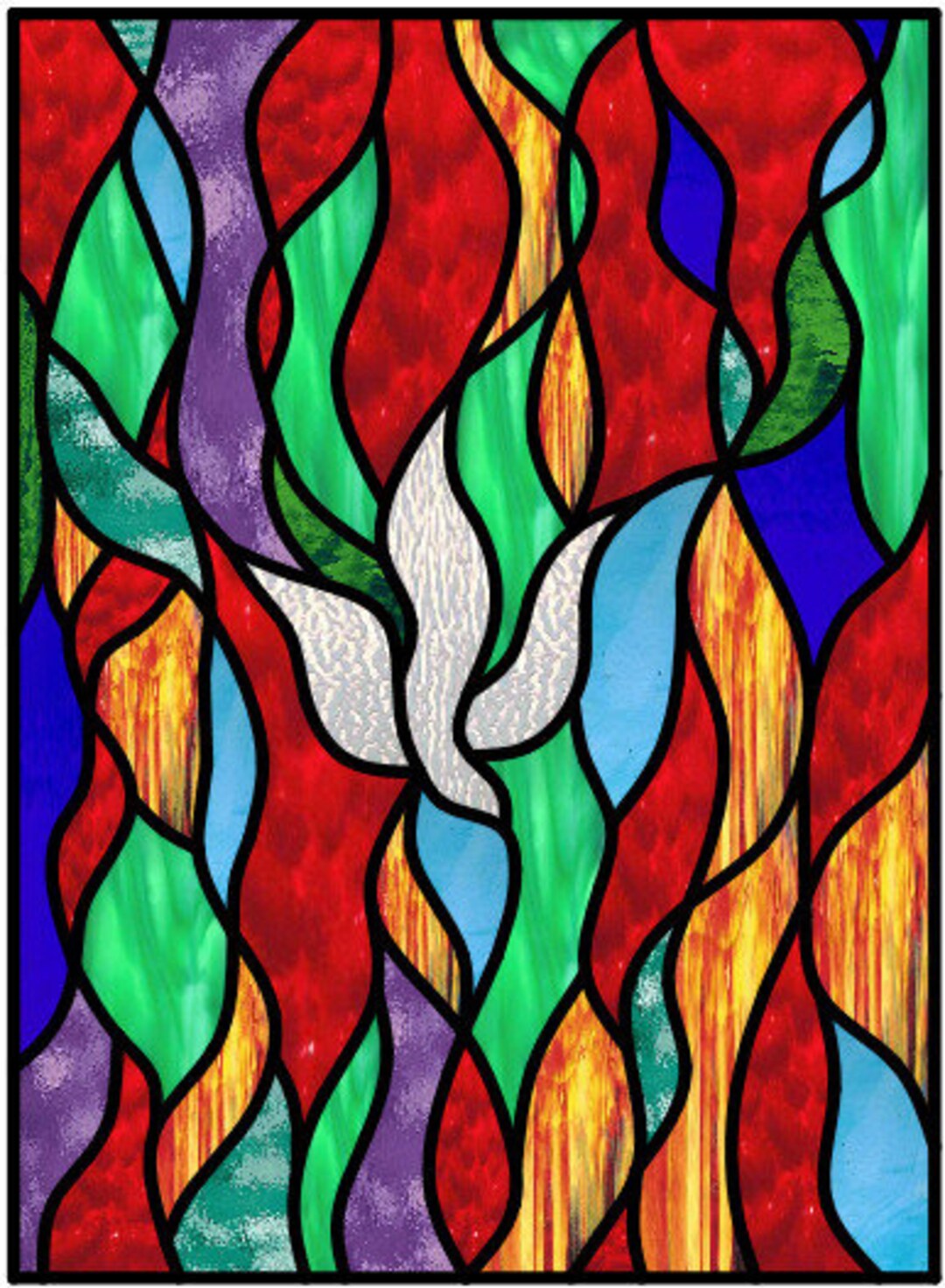 Spirit Dove Stained Glass Panel Pattern Design - Etsy