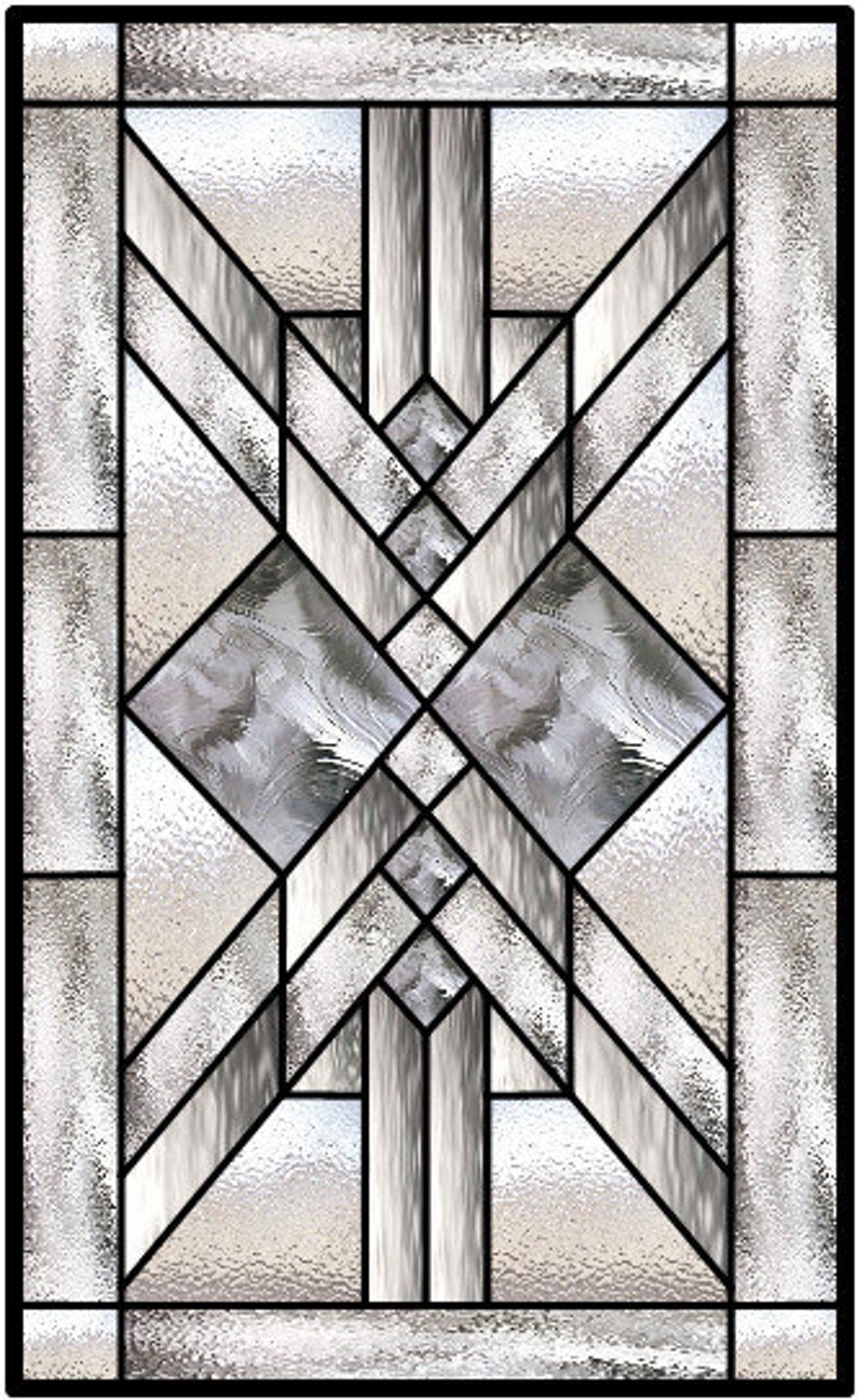 Chevron Star Clear Stained Glass Window Pattern Design - Etsy