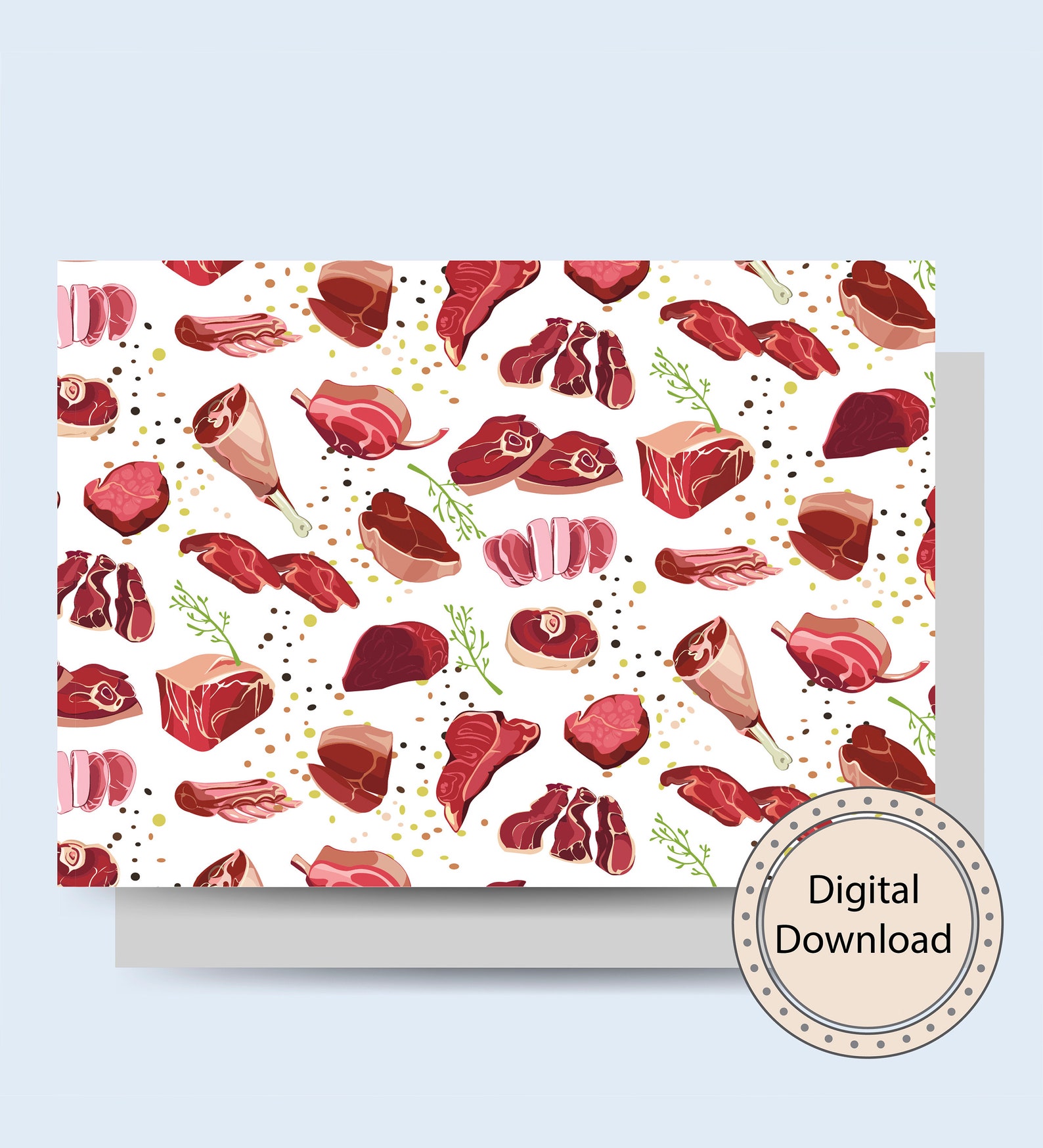 Raw Meat Card DIGITAL DOWNLOAD Greeting Card Unusual Card Instant ...