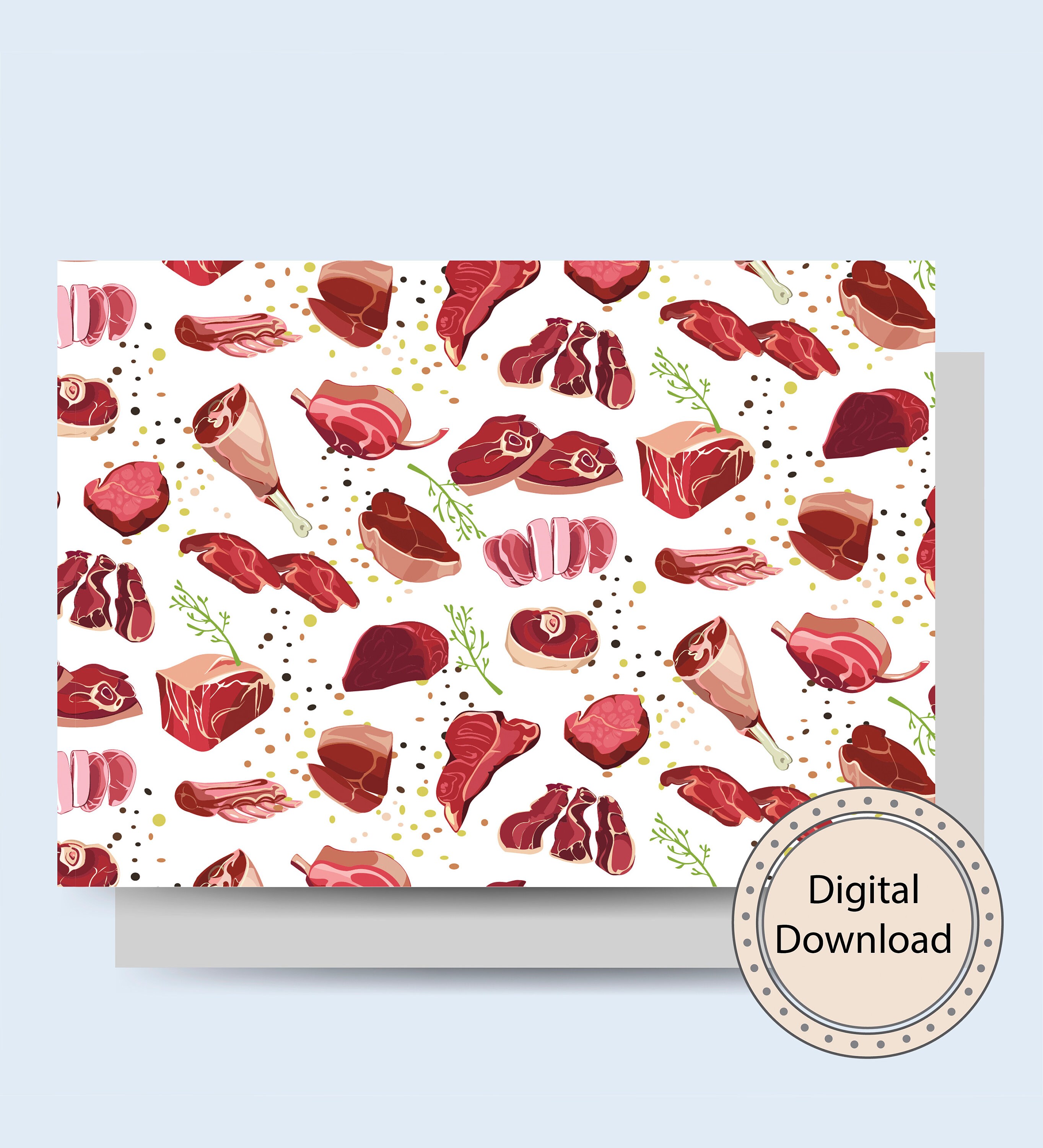 Raw Meat Card | DIGITAL DOWNLOAD | Greeting Card | Unusual Card ...