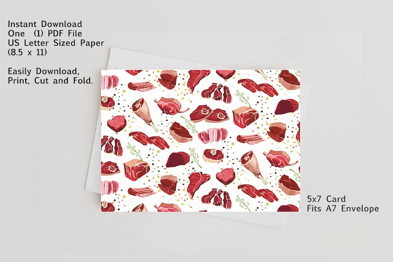 Raw Meat Card DIGITAL DOWNLOAD Greeting Card Unusual Card Instant ...